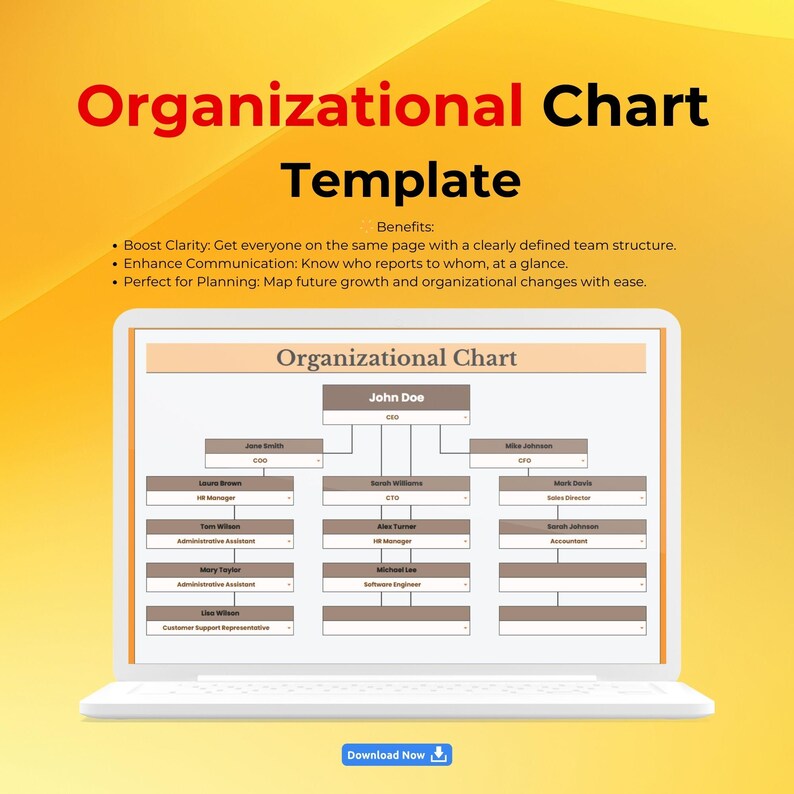 Organizational Chart Template, Google Sheets Business Tool, Team ...