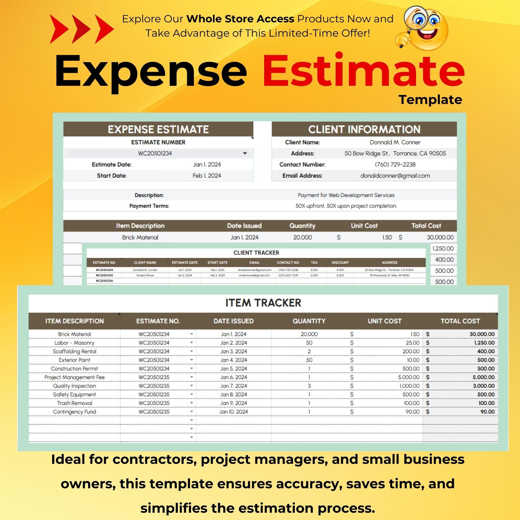 Expense Estimate Template, Editable Cost Estimator, Google Sheets ...