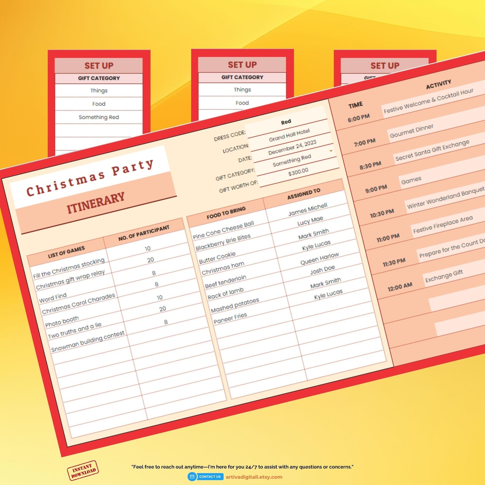 Christmas Party Itinerary Template Google Sheets | Plan Holiday Event ...