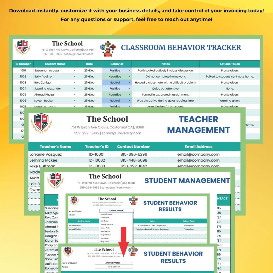 Classroom Behavior Tracker , Editable Student Behavior Log, Teacher ...