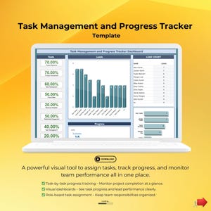 Task Management and Progress Tracker Template, Google Sheets Dashboard ...