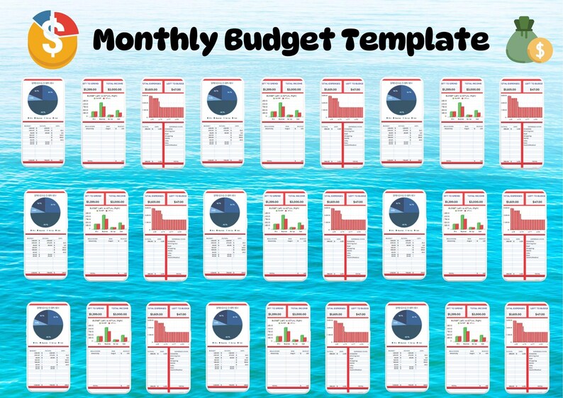 Monthly Budget Template, Track Income & Expenses, Manage Finances With ...