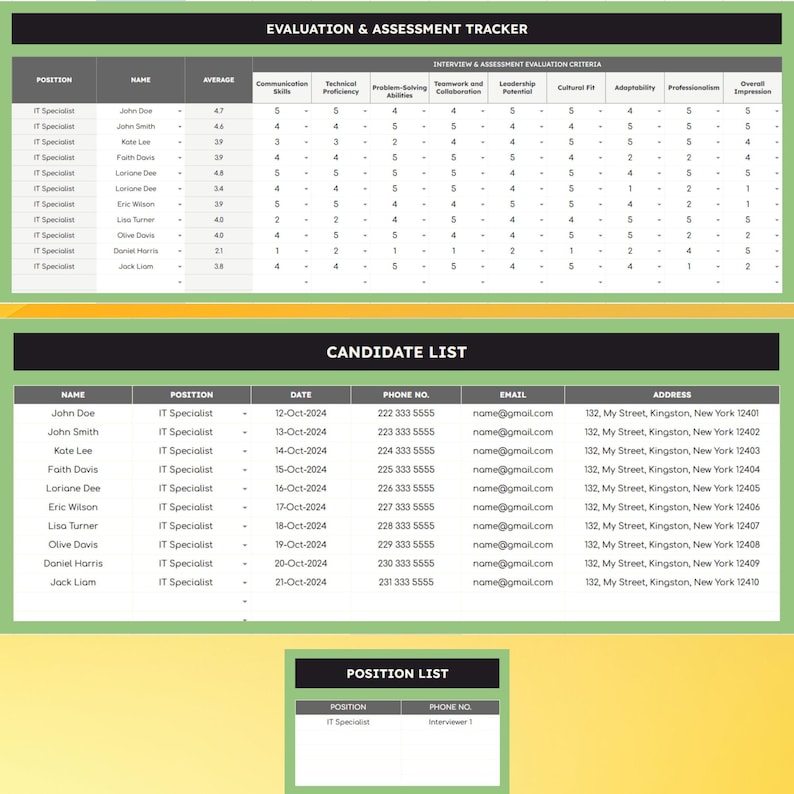 Recruitment Scorecard Template, Google Sheets, Interview Scoring ...