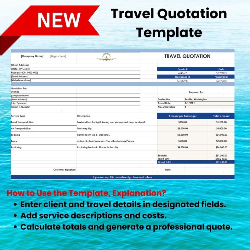 Travel Quotation Template, Create Detailed Travel Quotes, Easy ...
