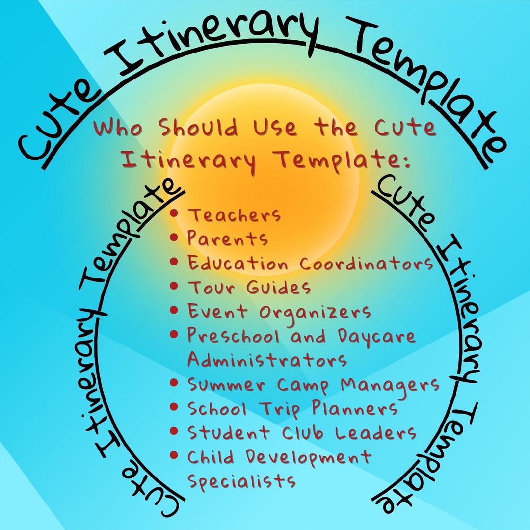 Cute Itinerary Template, Travel Planner, Vacation Organizer, Editable ...