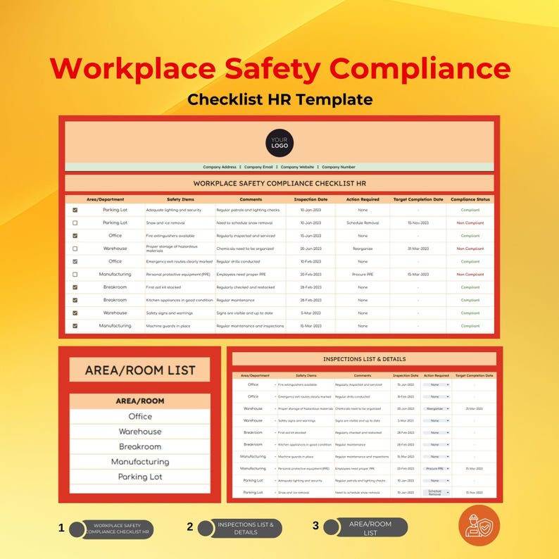 Workplace Safety Compliance Checklist Template, Employee Safety ...