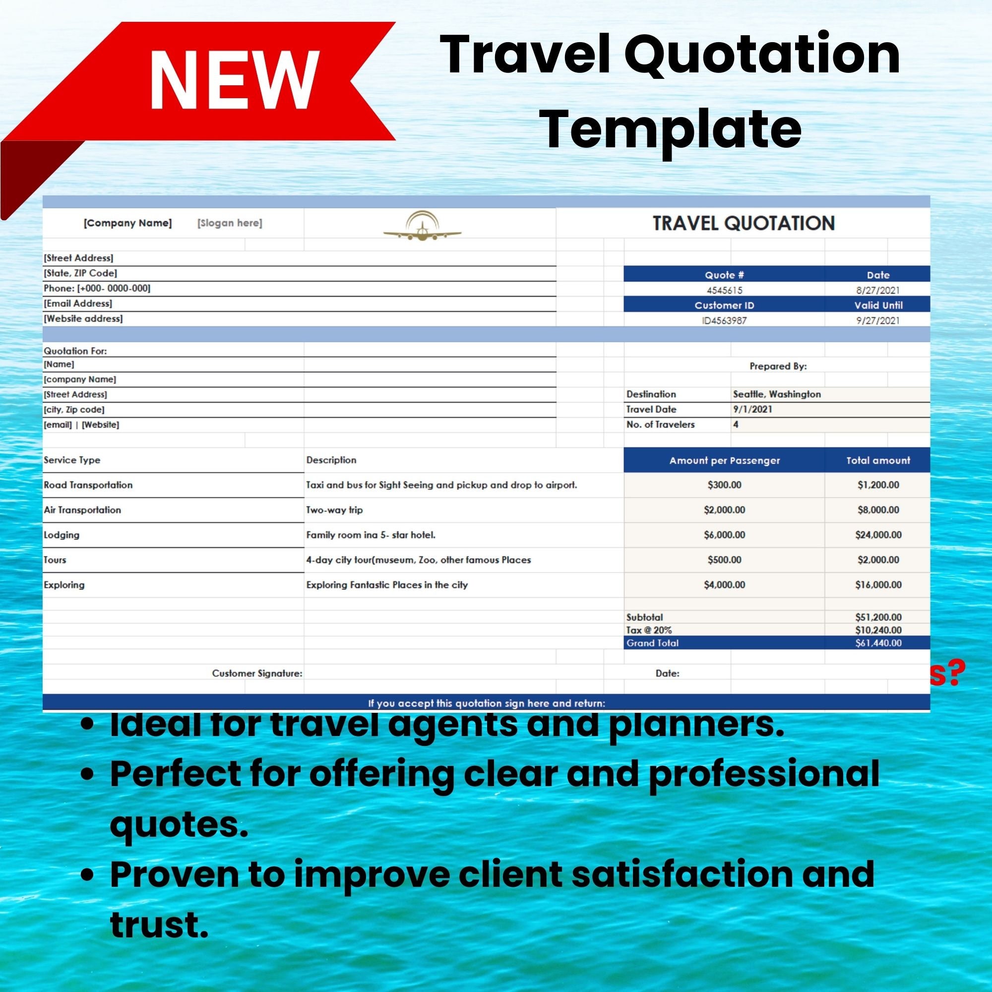 Travel Quotation Template, Create Detailed Travel Quotes, Easy ...