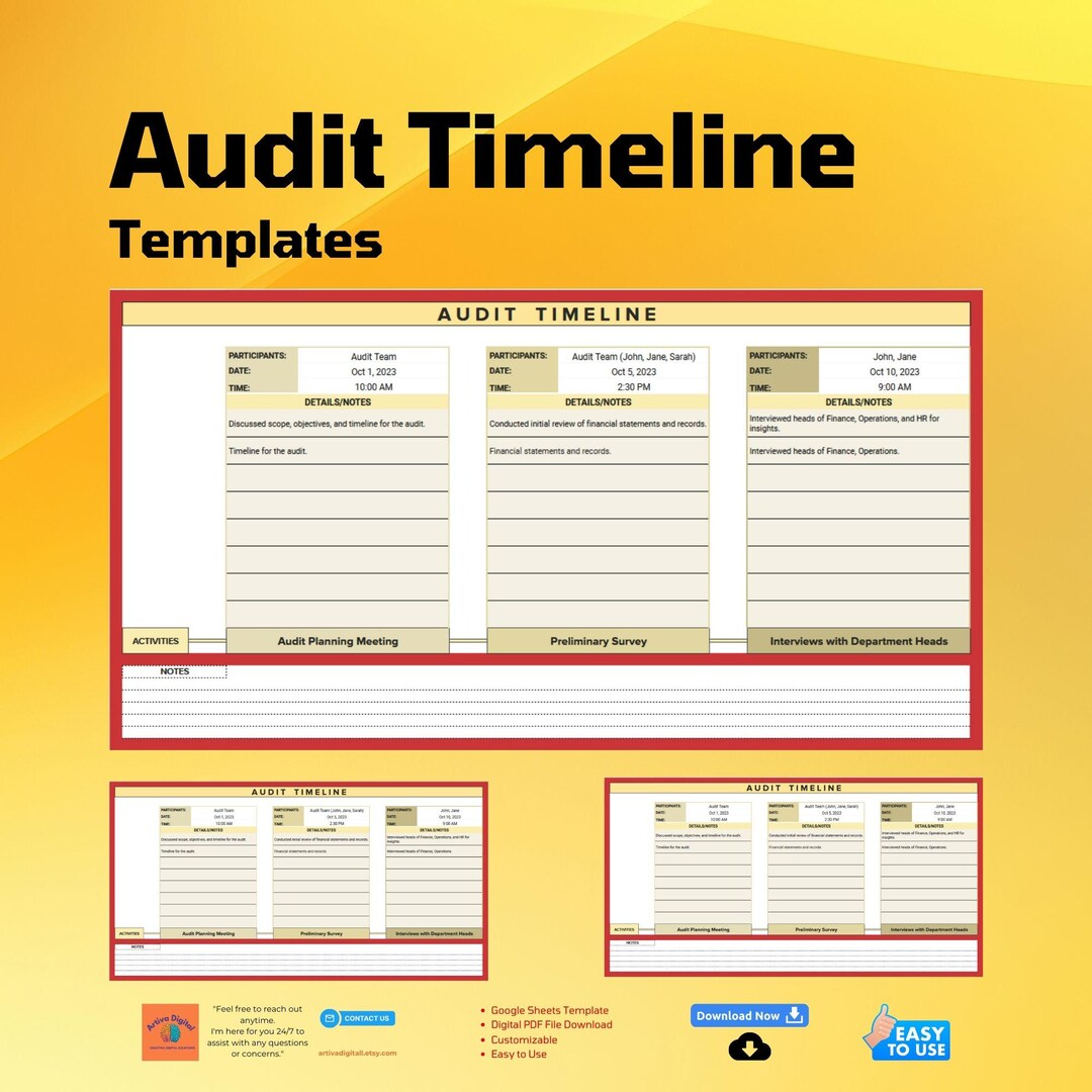 Audit Timeline Template, Audit Planning Tool, Compliance Timeline ...