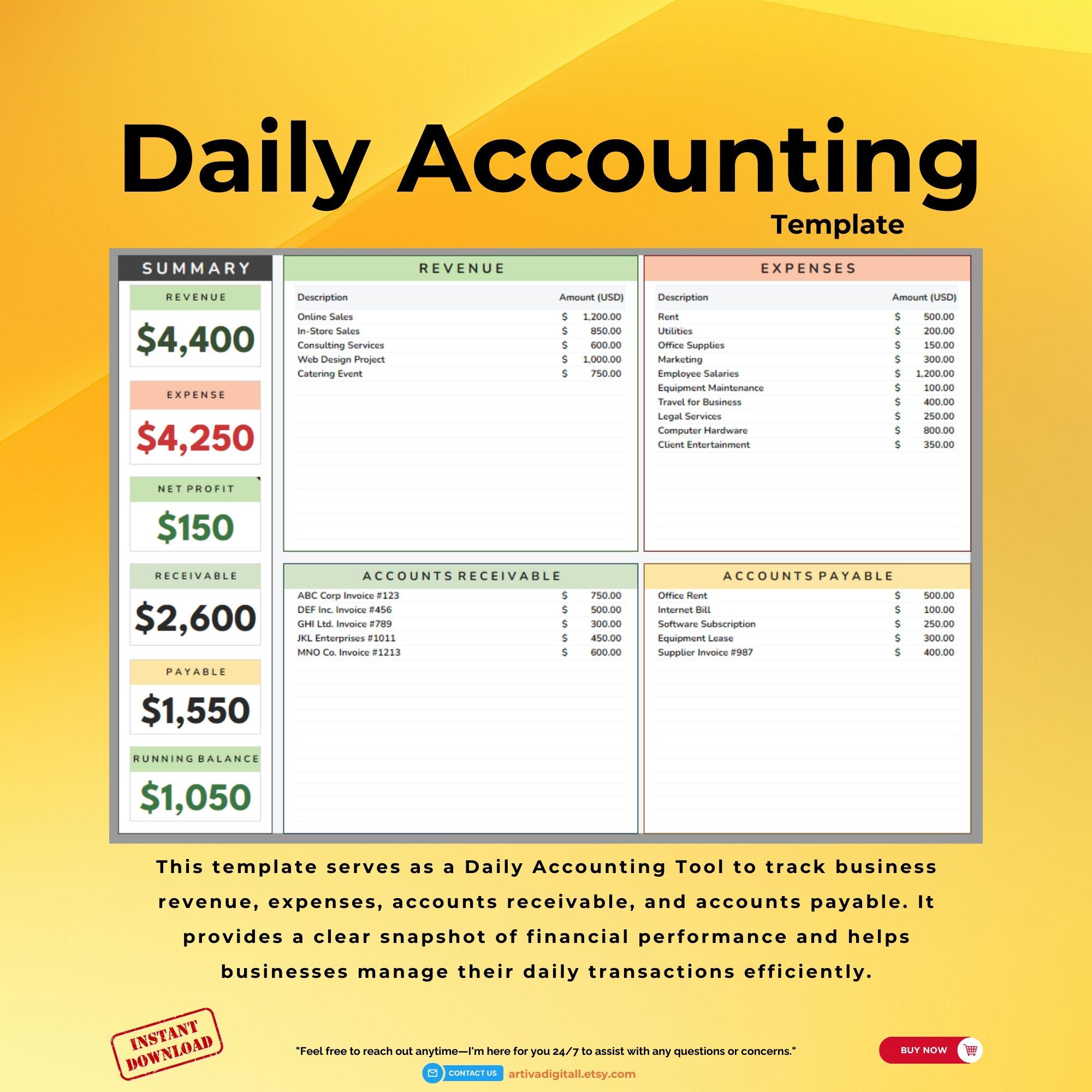 Daily Accounting Template Google Sheets | Track Expenses, Income ...