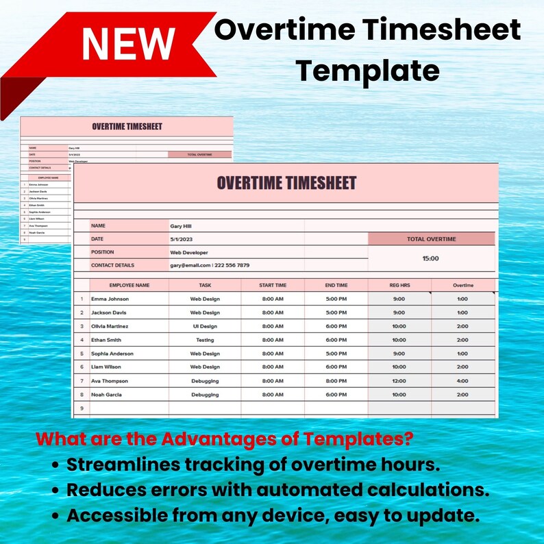 Overtime Timesheet Template, Track Employee Overtime Hours, Simplify ...