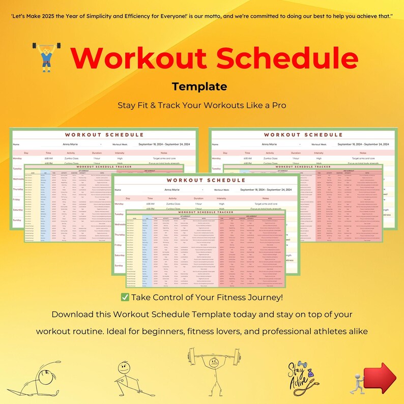 Workout Schedule Template, Google Sheets Fitness Planner, Weekly ...