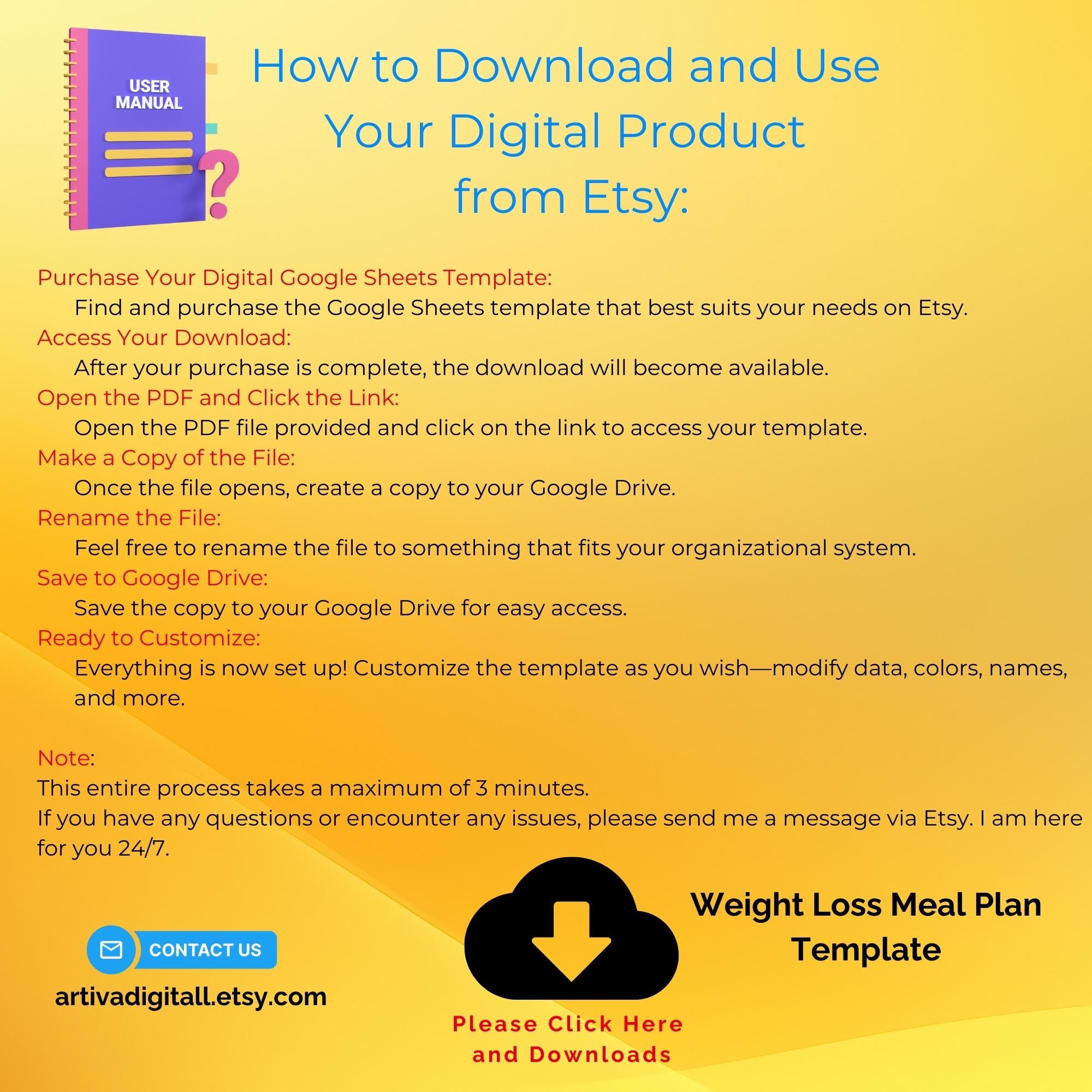 Weight Loss Meal Plan Template, Healthy Eating, Weekly Diet Planner ...