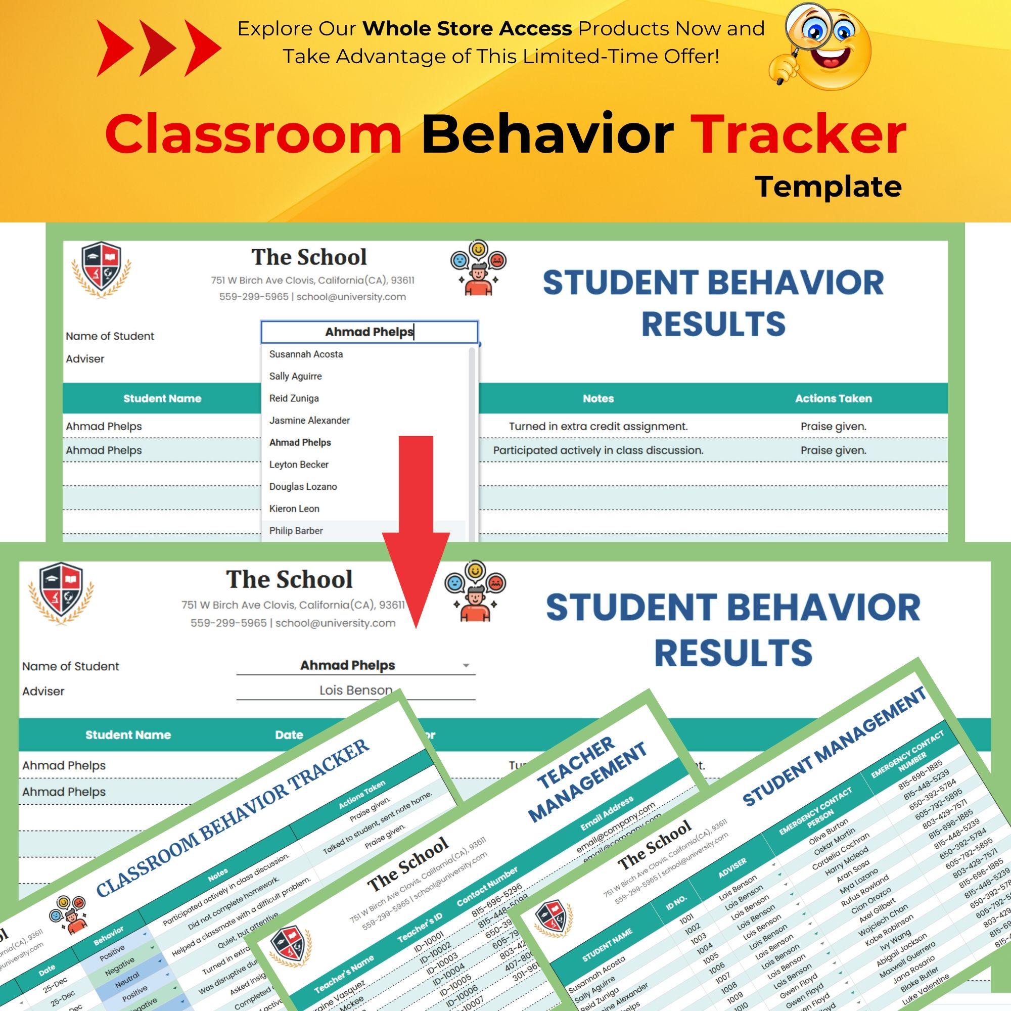 Classroom Behavior Tracker , Editable Student Behavior Log, Teacher ...