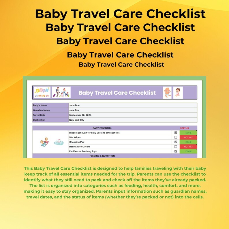 Baby Travel Care Checklist, Packing List for Babies, Travel Essentials ...