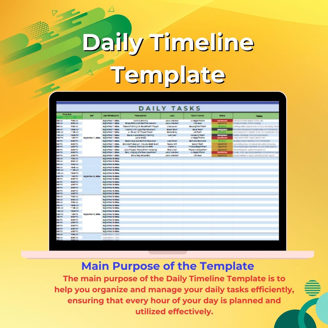 Daily Timeline Template, Google Sheets, Task Manager, Time Block ...