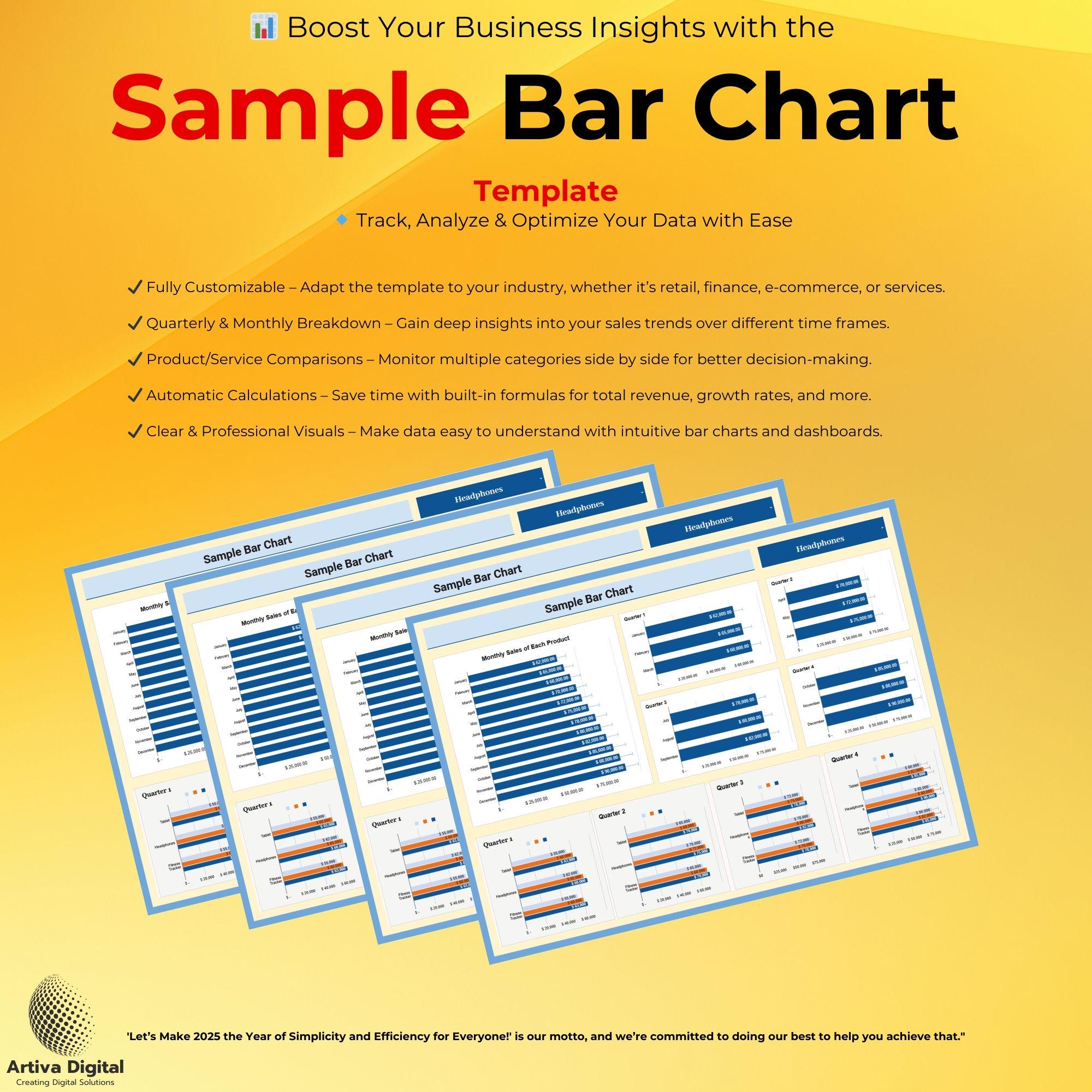 Sample Bar Chart Template, Google Sheets Data Visualization, Analytics & Reporting, Editable ...