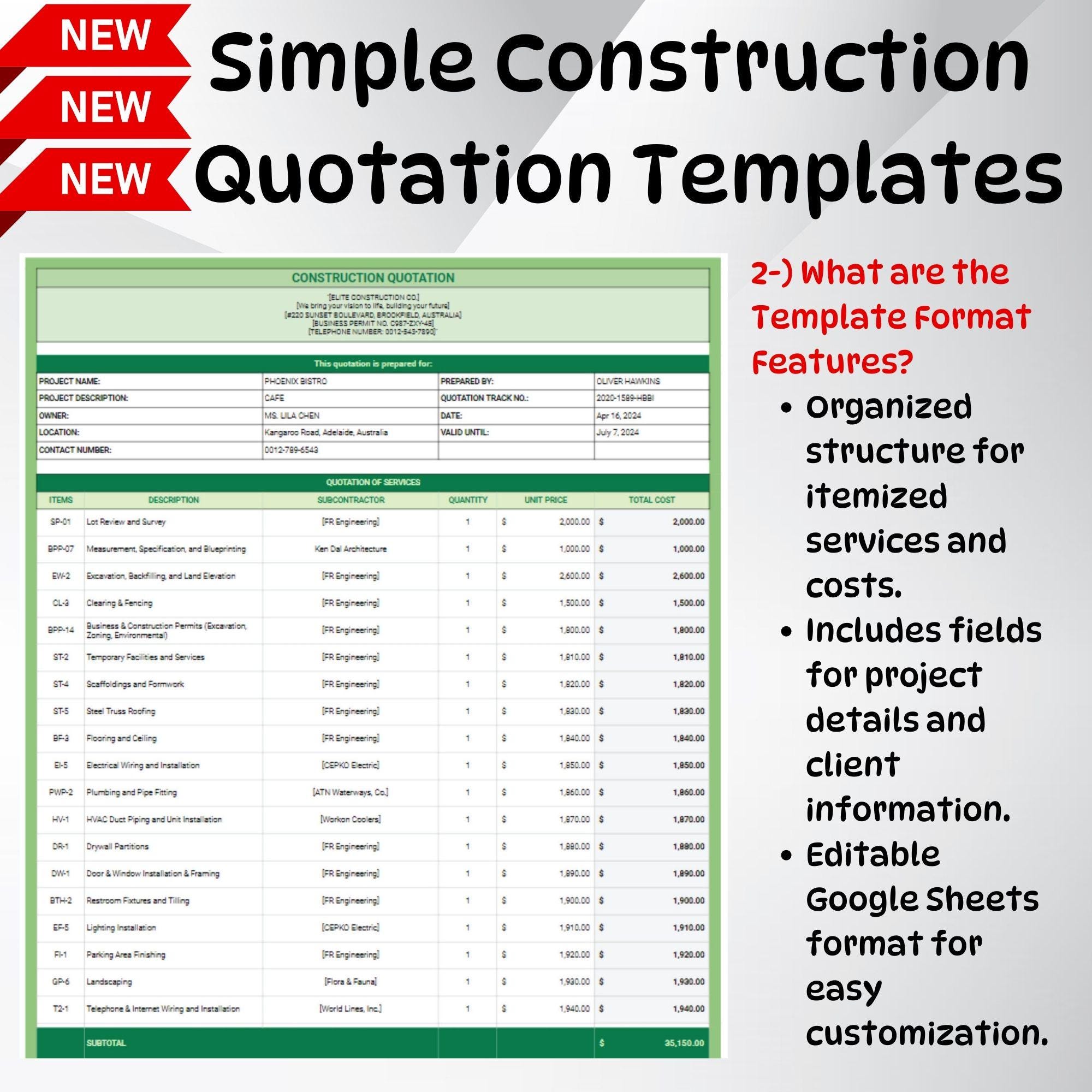 Simple Construction Quotation Templates, Create Accurate Quotes ...
