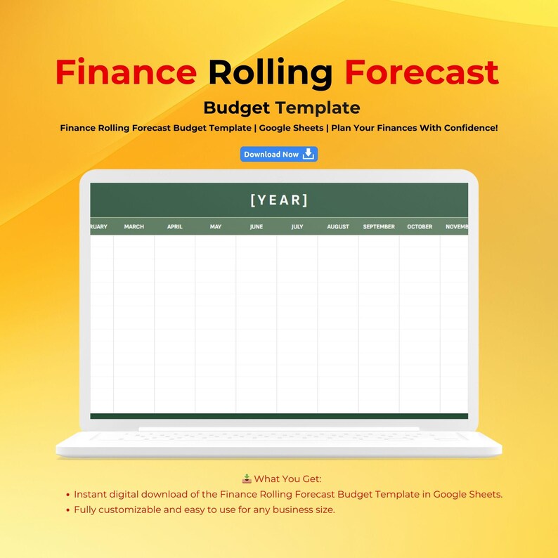Finance Rolling Forecast Budget Template, Google Sheets Editable Tool ...