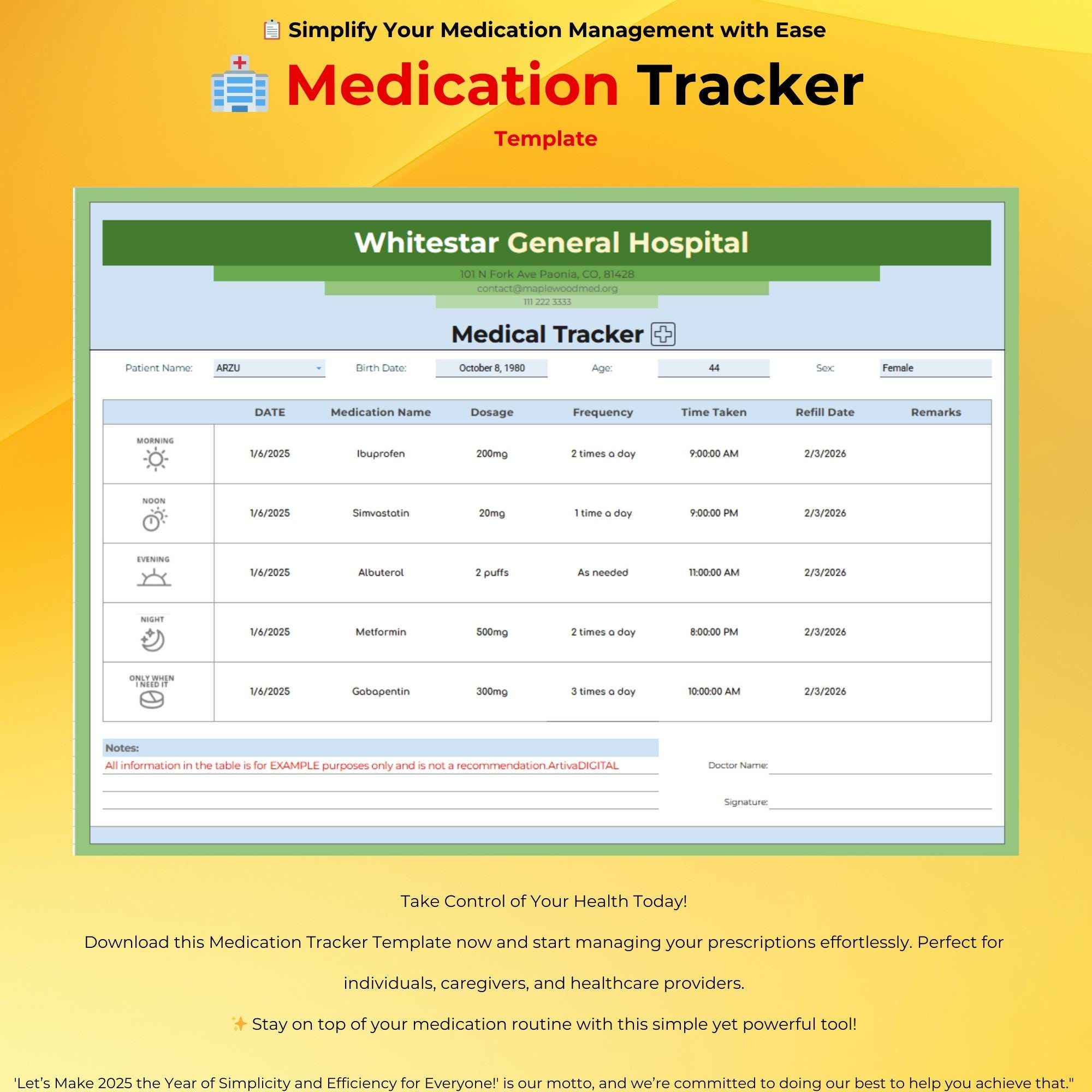 Medication Tracker Template, Personal Health Management, Prescription ...