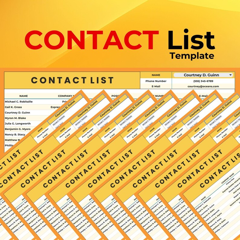 Contact List Template, Google Sheets Address Tracker, Editable Contact Manager, Printable ...