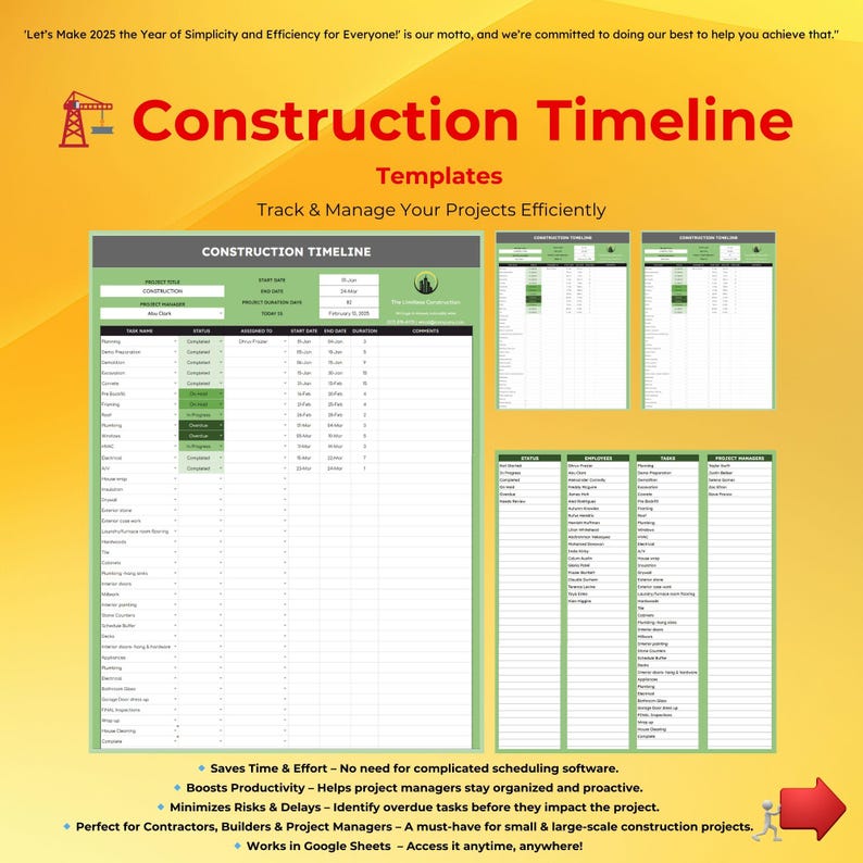 Construction Timeline Template, Google Sheets Project Schedule, Gantt ...