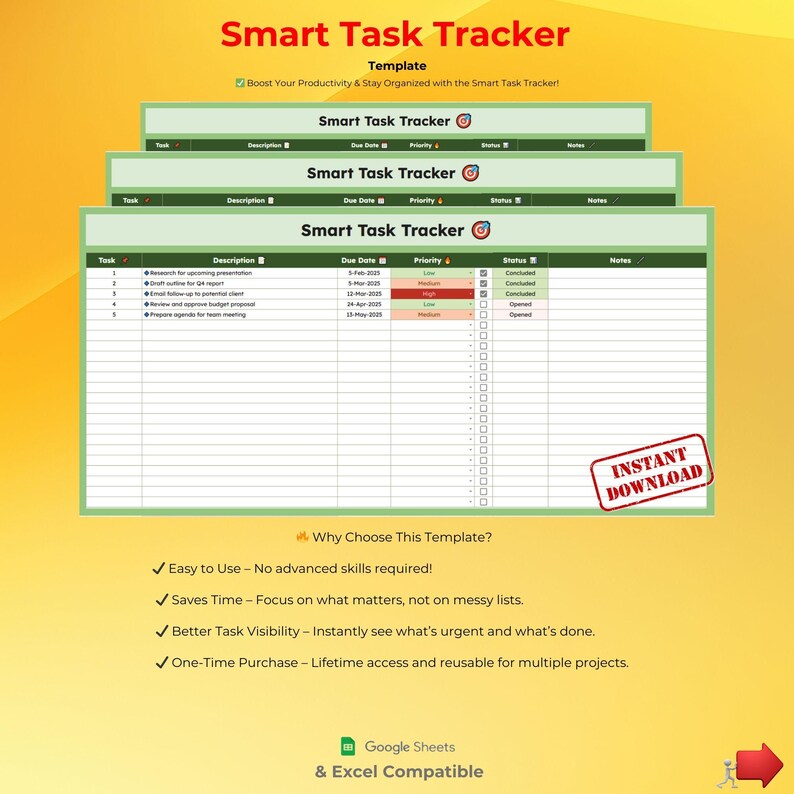 Smart Task Tracker, Google Sheets To-do List, Task Management ...