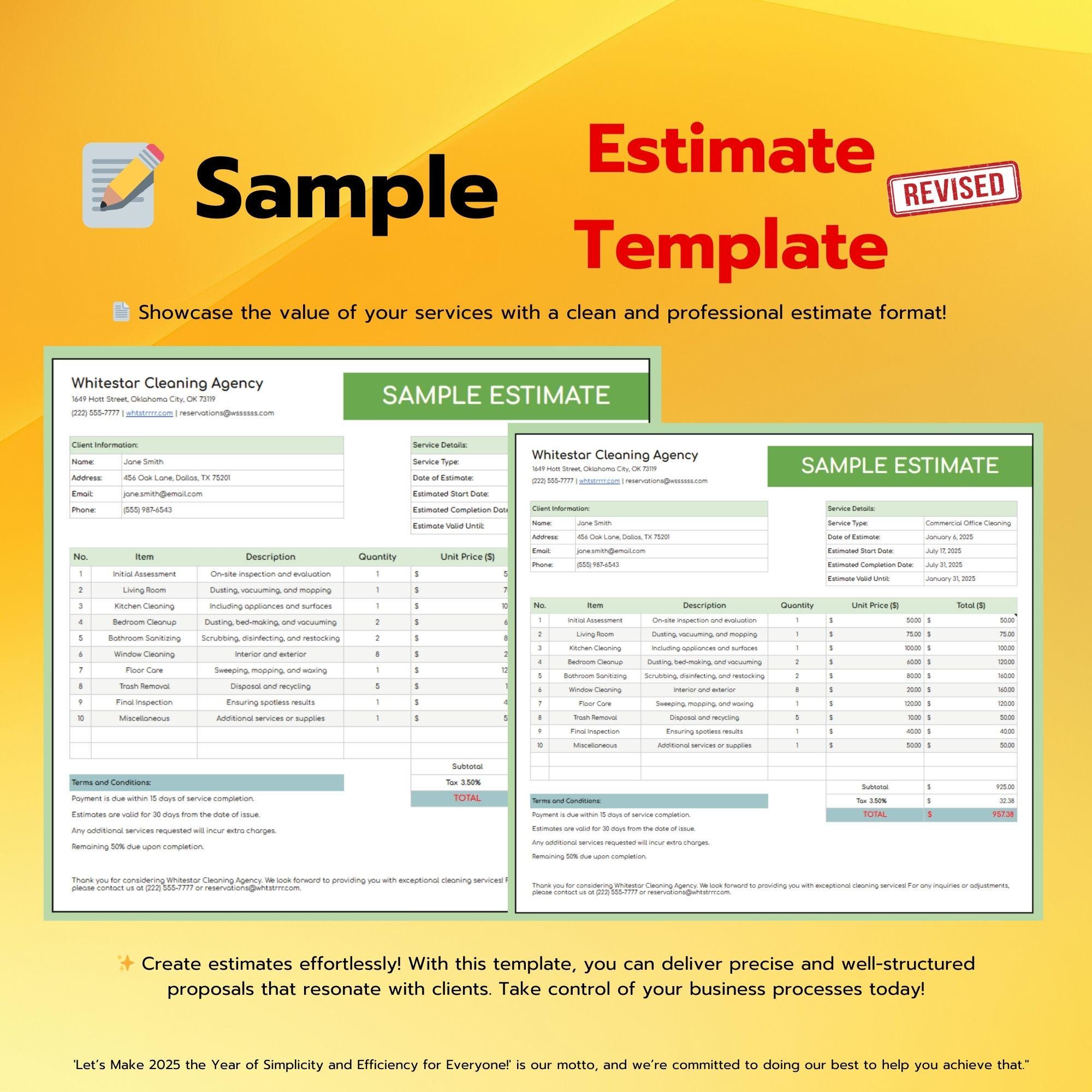 Sample Estimate Template, Google Sheets Format for Service Cost ...