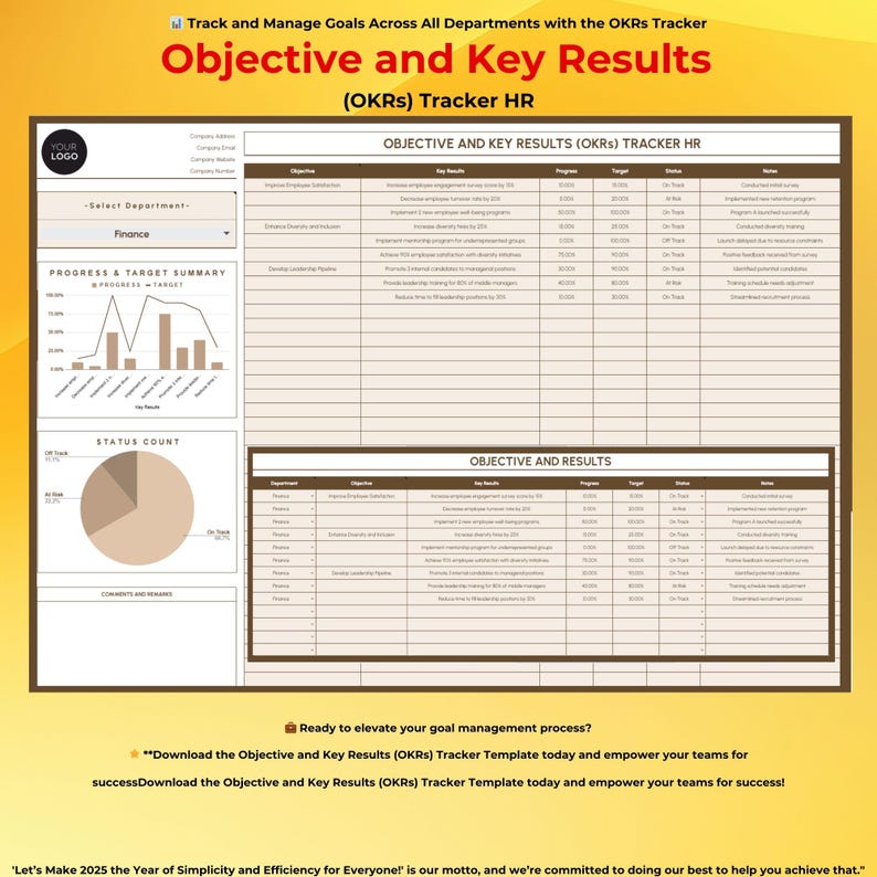 Objective and Key Results (okrs) Tracker, Google Sheets Template for ...