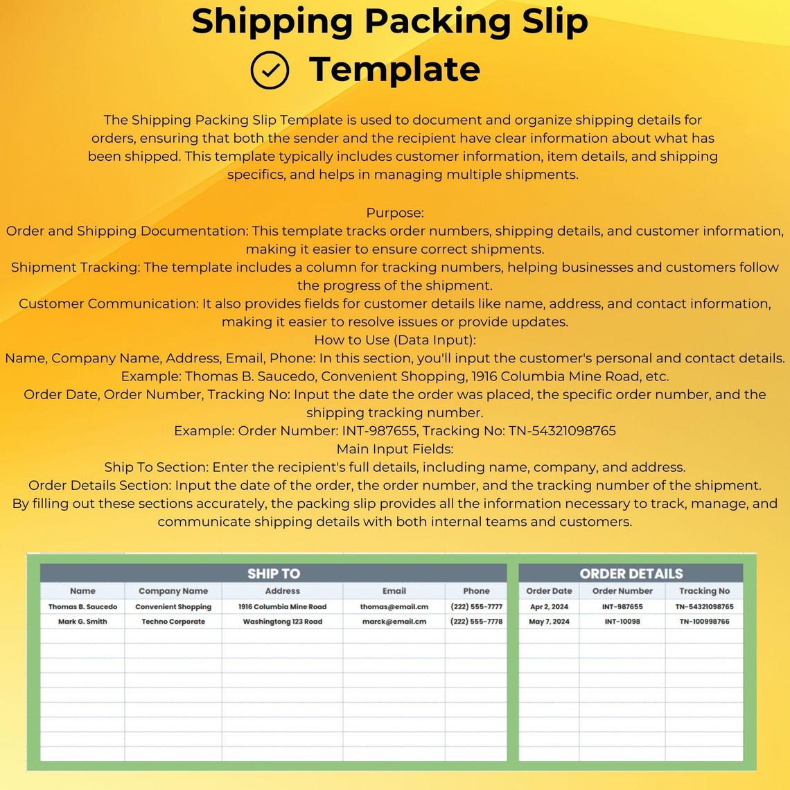 Shipping Packing Slip Template, Editable Google Sheets Packing Slip ...