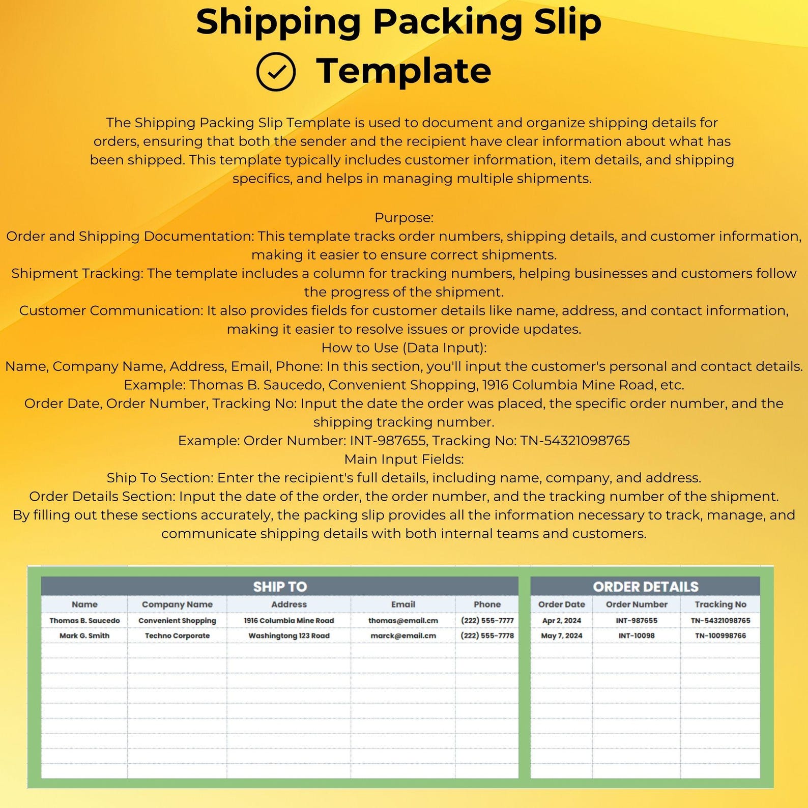 Shipping Packing Slip Template, Editable Google Sheets Packing Slip ...