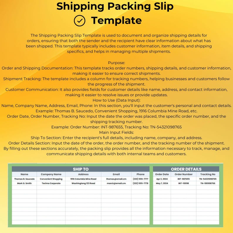 Shipping Packing Slip Template, Editable Google Sheets Packing Slip ...