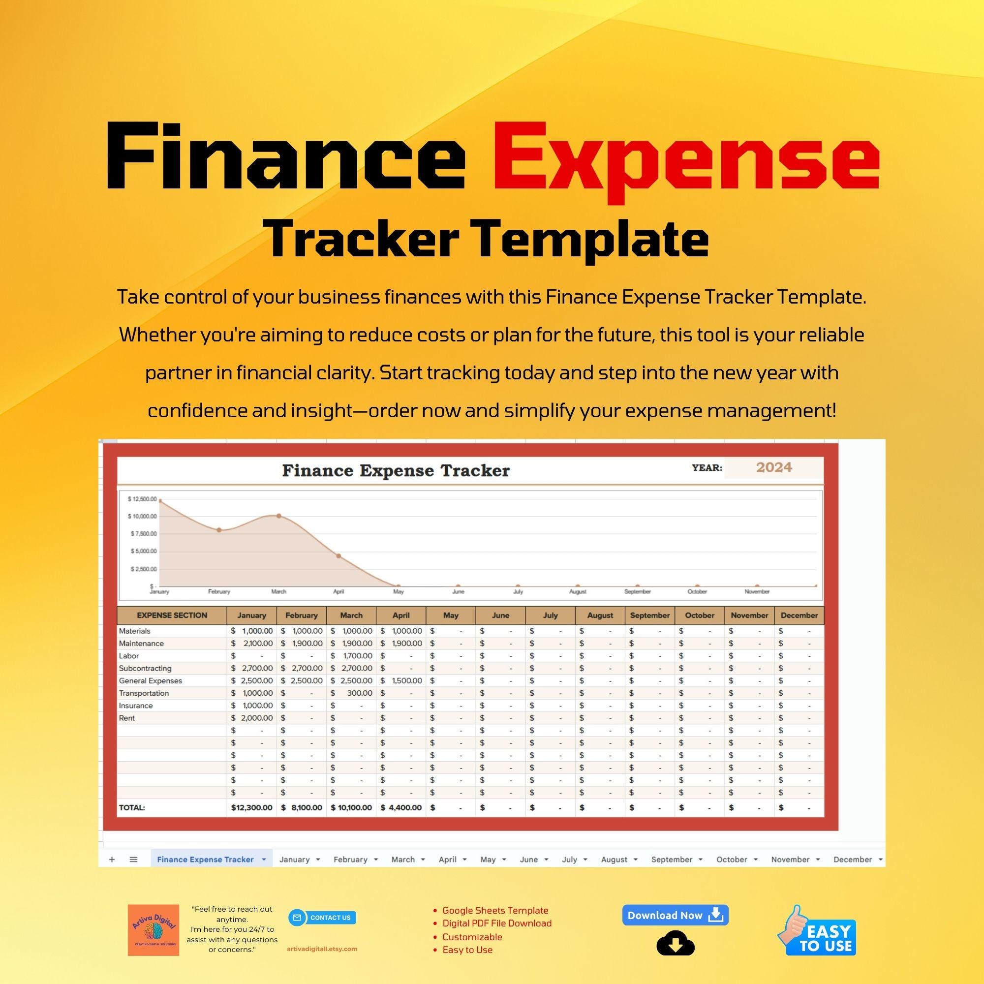 Finance Expense Tracker Template, Monthly Budget Planner, Personal ...