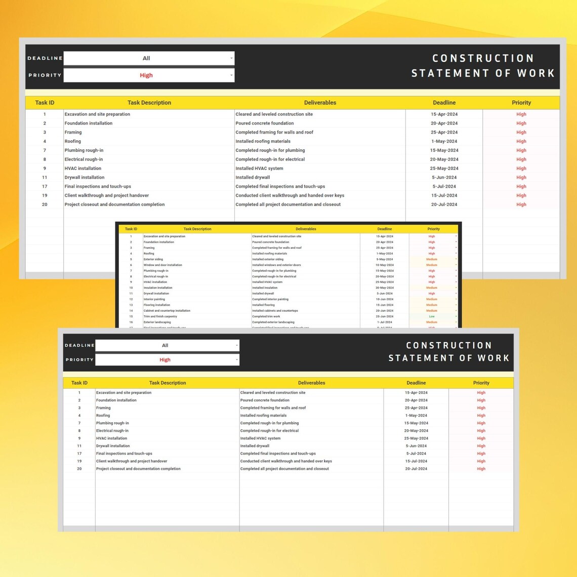 Construction Statement of Work Template, Google Sheets for Project ...