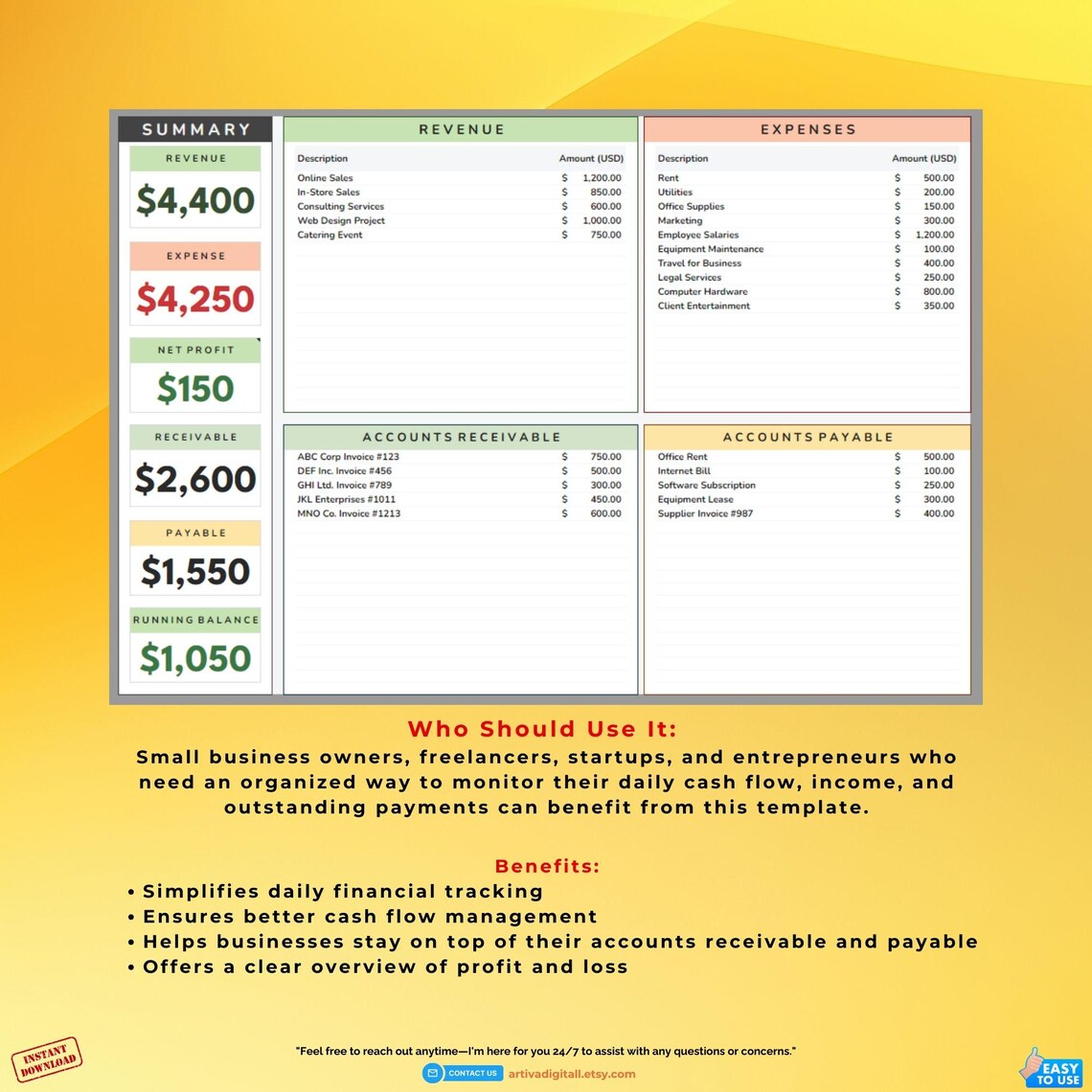 Daily Accounting Template Google Sheets | Track Expenses, Income ...