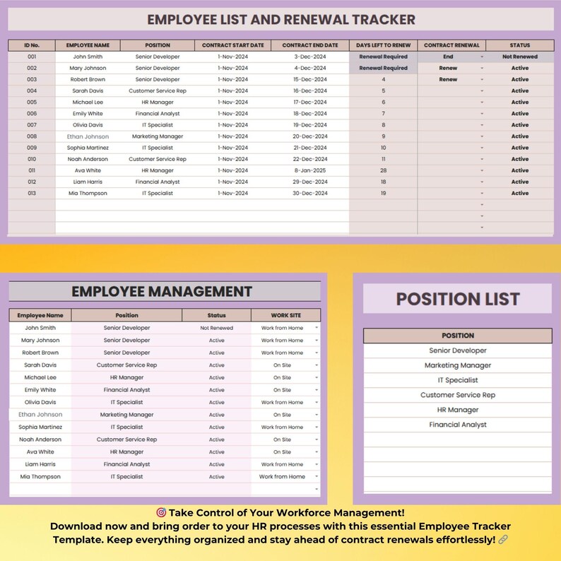 Employee Tracker Template, Google Sheets, Customizable Management Tool ...