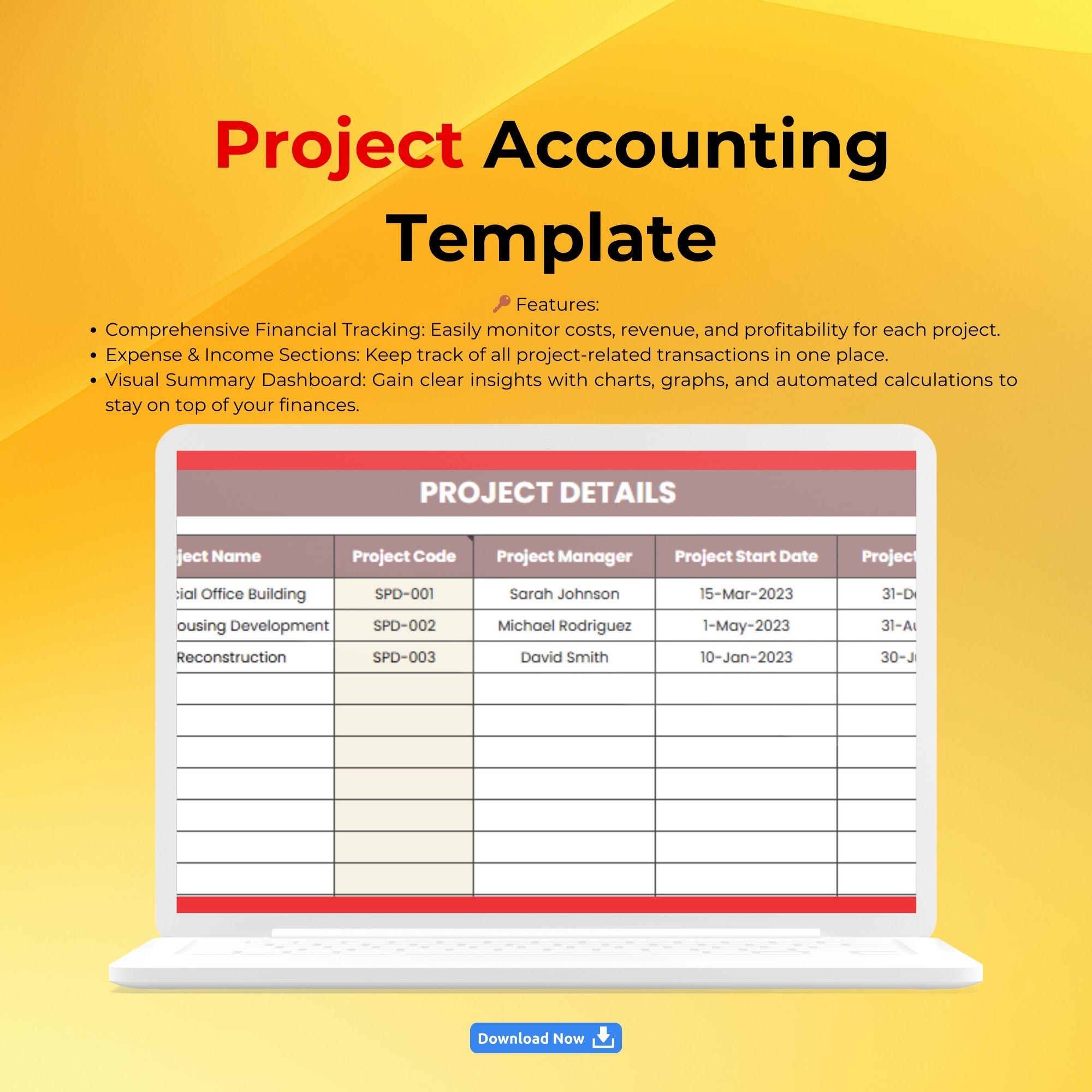 Project Accounting Template, Google Sheets Financial Tracker, Budget ...