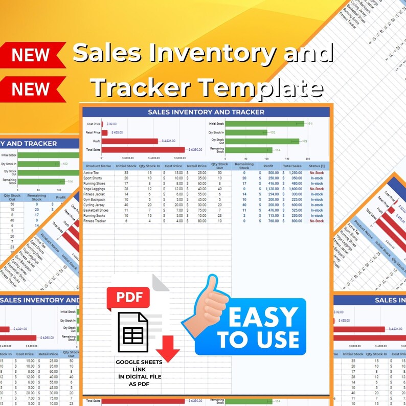 Sales Inventory and Tracker Template, for Tracking Stock Levels, Optimize Inventory, Google ...