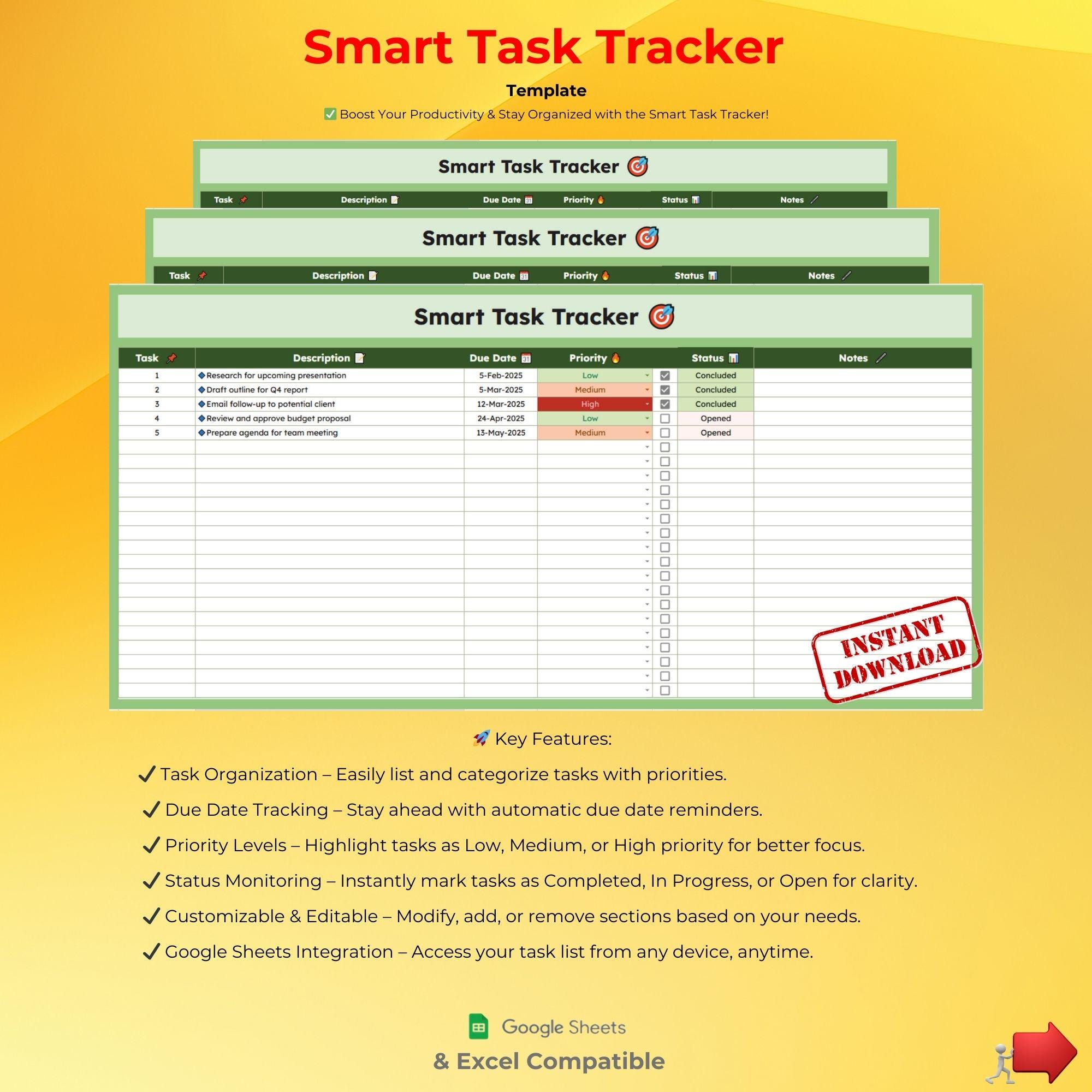 Smart Task Tracker, Google Sheets To-do List, Task Management ...