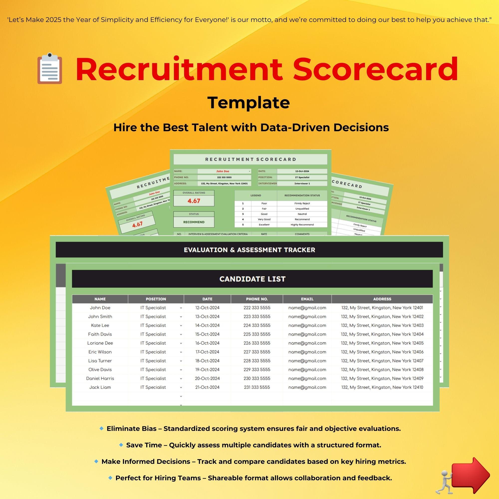 Recruitment Scorecard Template, Google Sheets, Interview Scoring ...