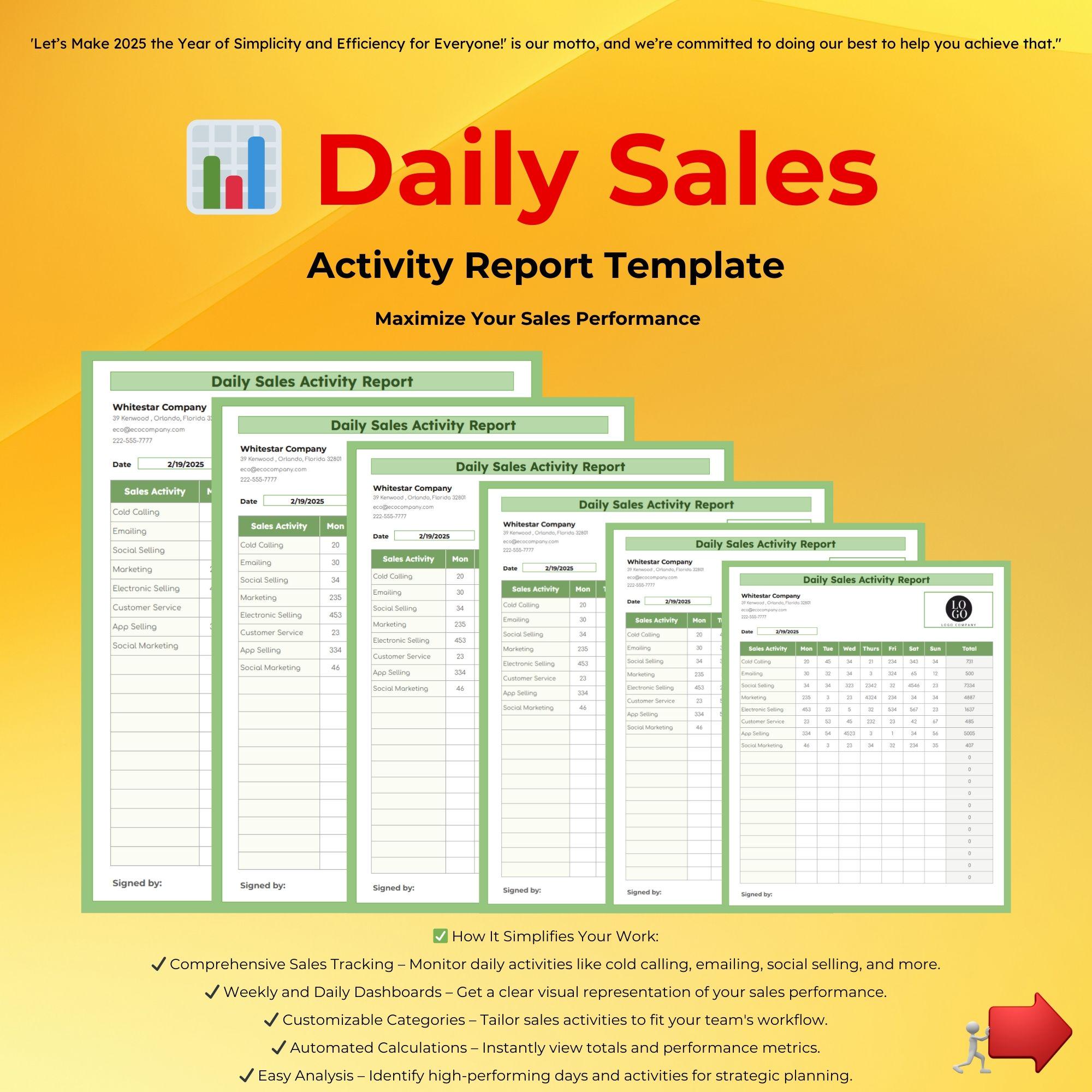 Daily Sales Activity Report Template, Sales Tracker, Google Sheets ...