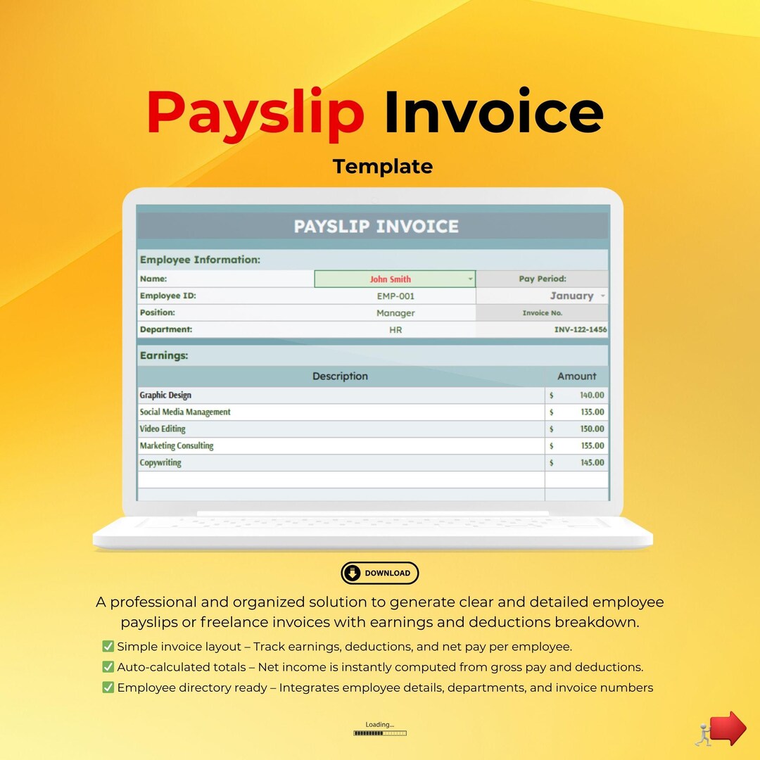 Payslip Invoice Template, Google Sheets Salary Slip Generator, Employee ...