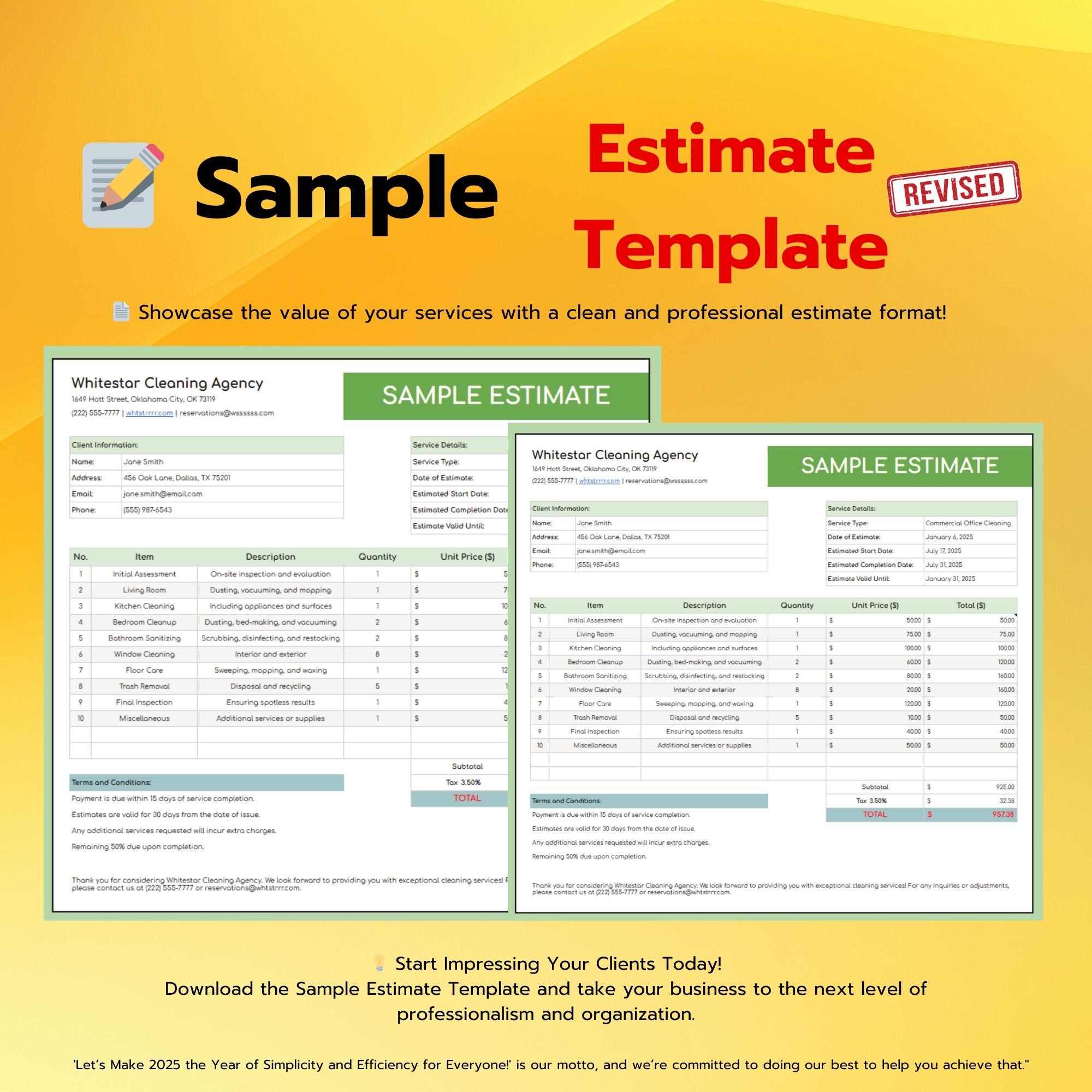 Sample Estimate Template, Google Sheets Format for Service Cost ...