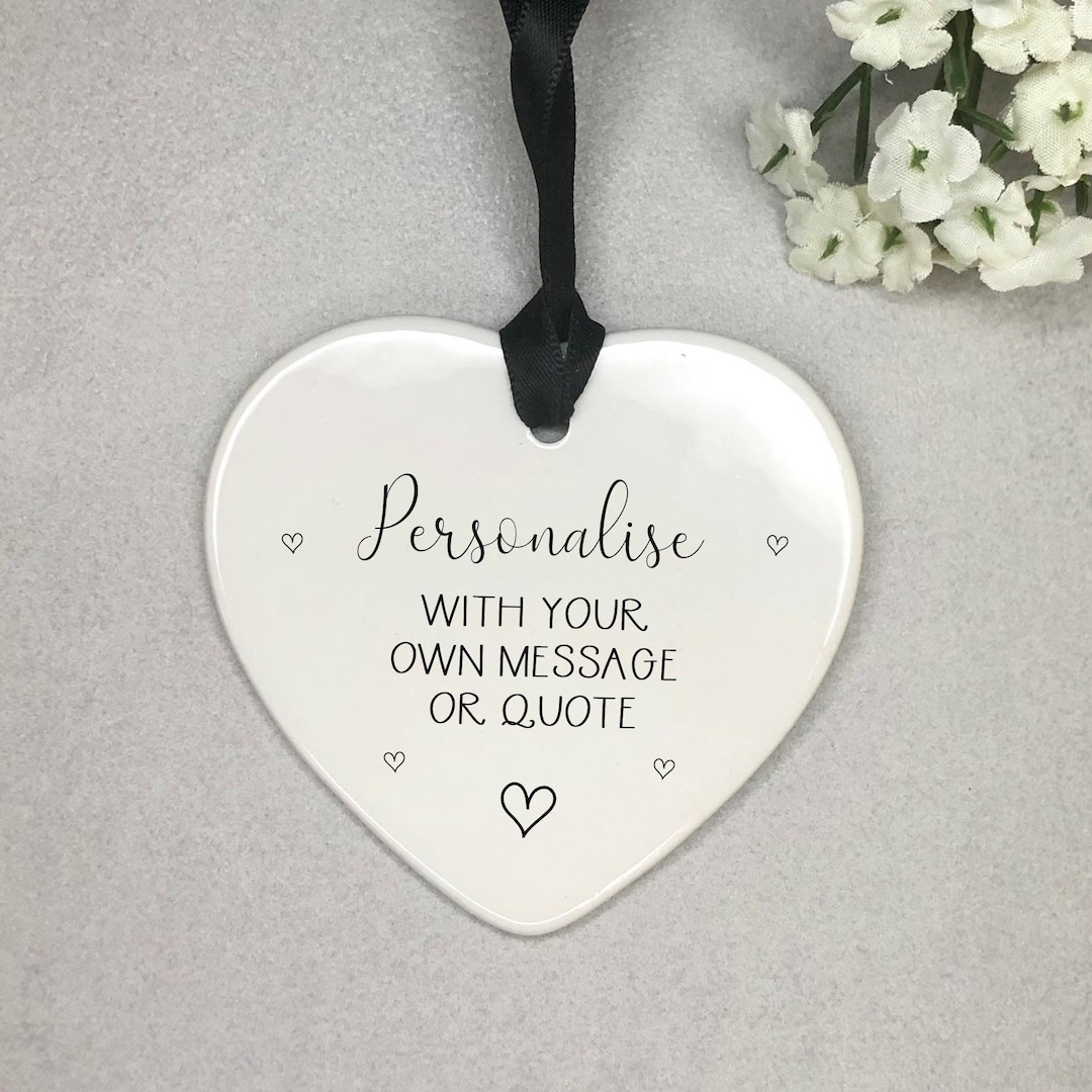 Personalised With Own Message Gift Keepsake Tag Gift Ceramic Heart ...