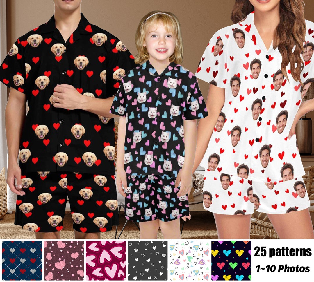 Custom Photo Pajamas,personalized Face Short Pajama Set for Men/women ...
