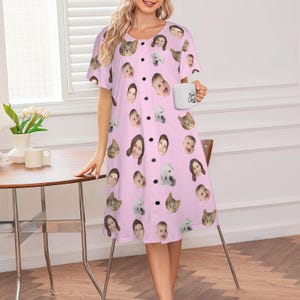 Custom Face Pajama Dress, Personalized Photo Nightgown - Etsy