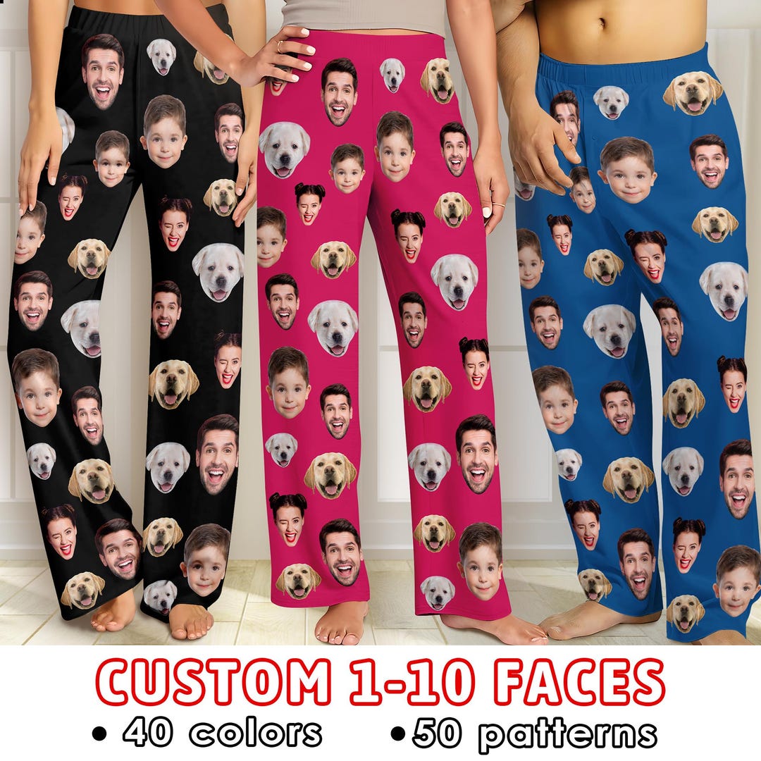 Custom Photo Pajama Pants, Personalized Family Sleepwear - Etsy