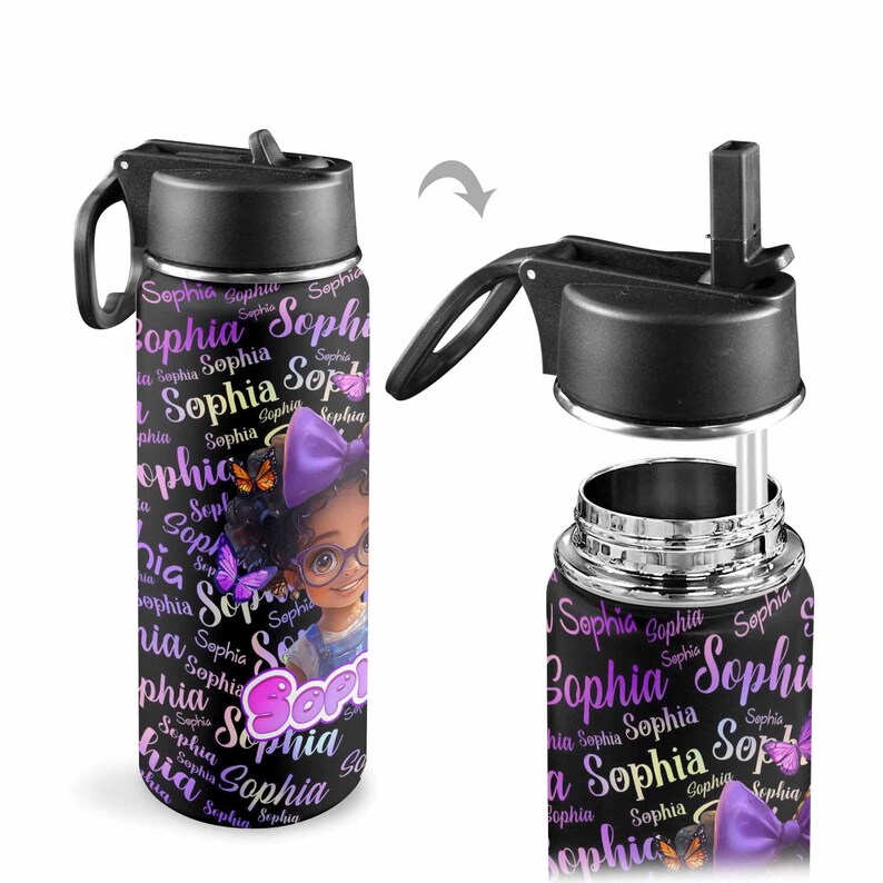 Personalized Black Girl Backpack Set, Custom School Bag With Lunchbox ...