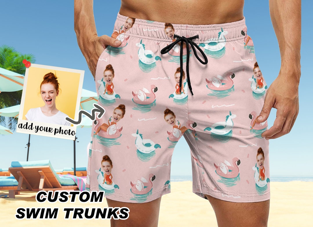 Custom Swim Trunks With Photopersonalized Face Beach - Etsy