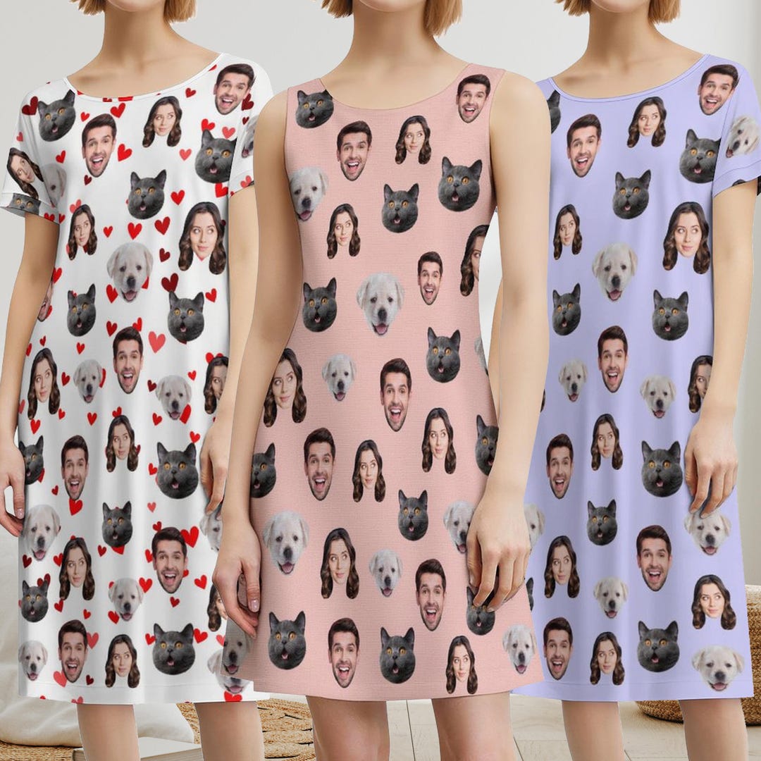 Custom Face Dress,personalized Photo Pajamas Dress for Women,custom ...