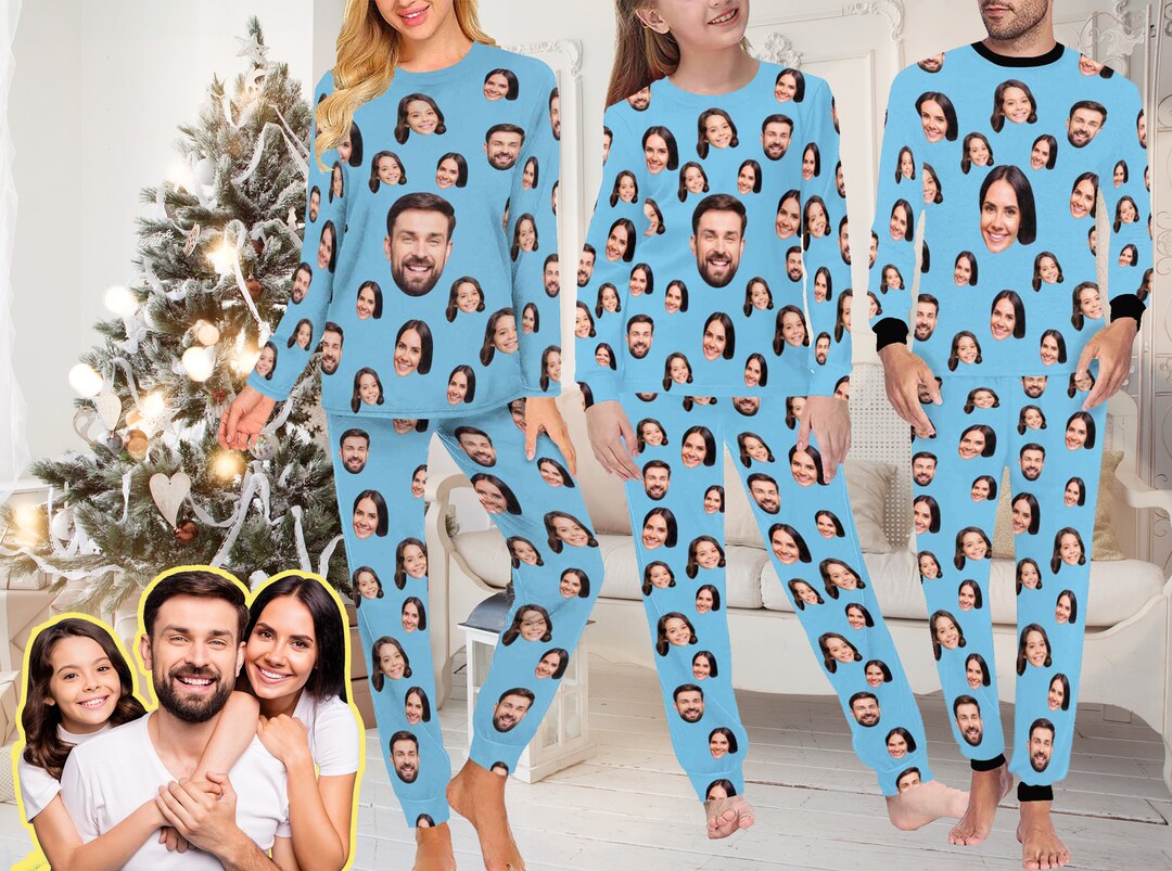 Custom Pajamas With Face,personalized Photo Long Sleeve Pajama Set ...
